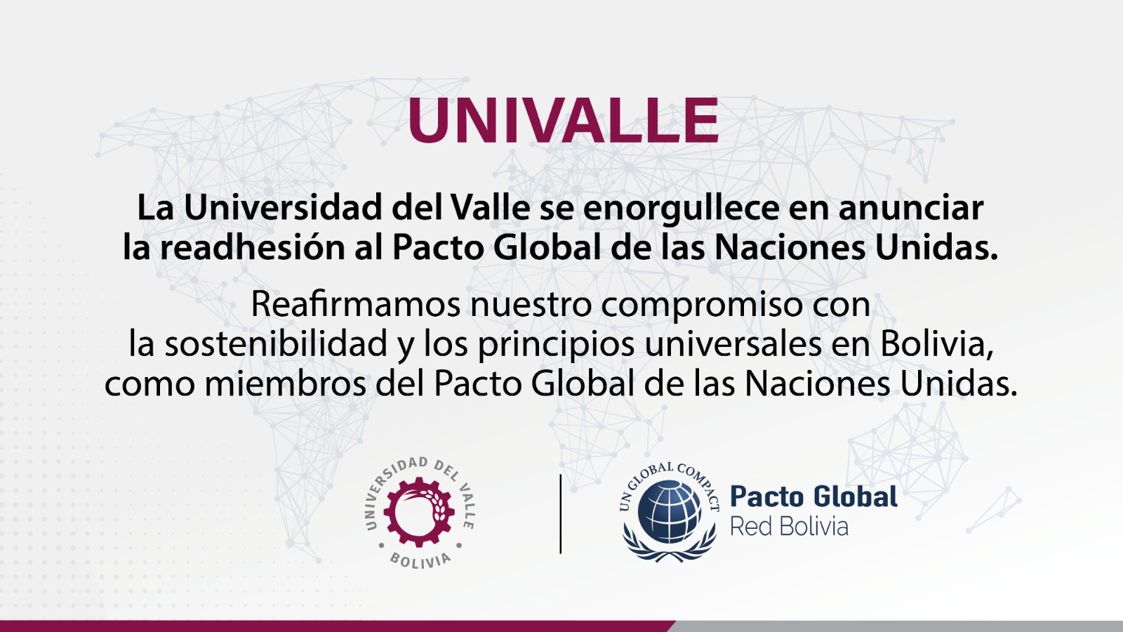 UNIVALLE REAFIRMA SU COMPROMISO CON LA SOSTENIBILIDAD Y LA ÉTICA GLOBAL A TRAVÉS DEL PACTO ...